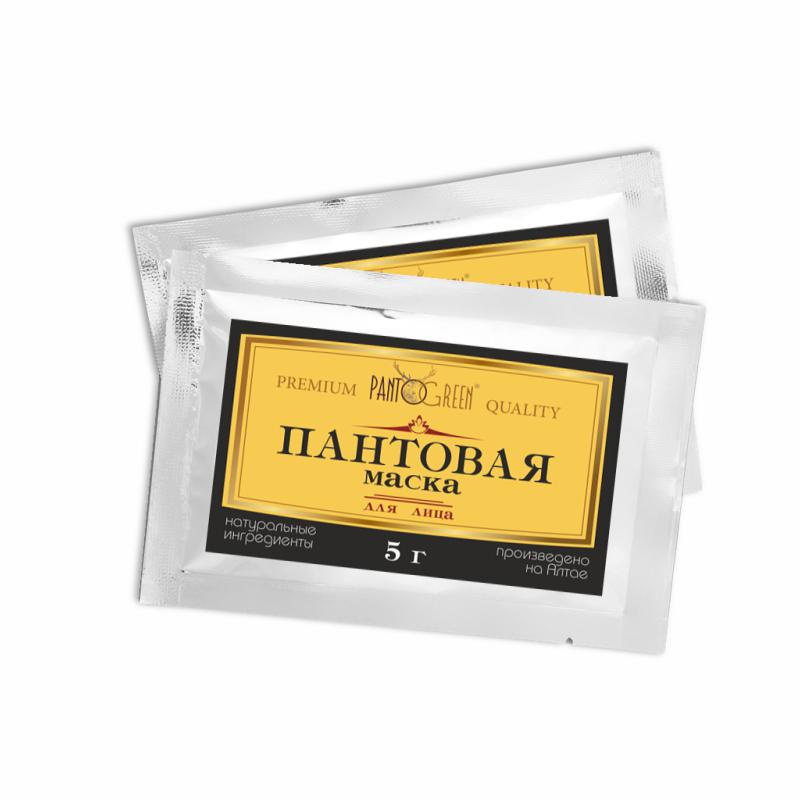 Пантовая маска для лица саше -пакет 1 шт. 5 гр. . Зеленый Алтай
