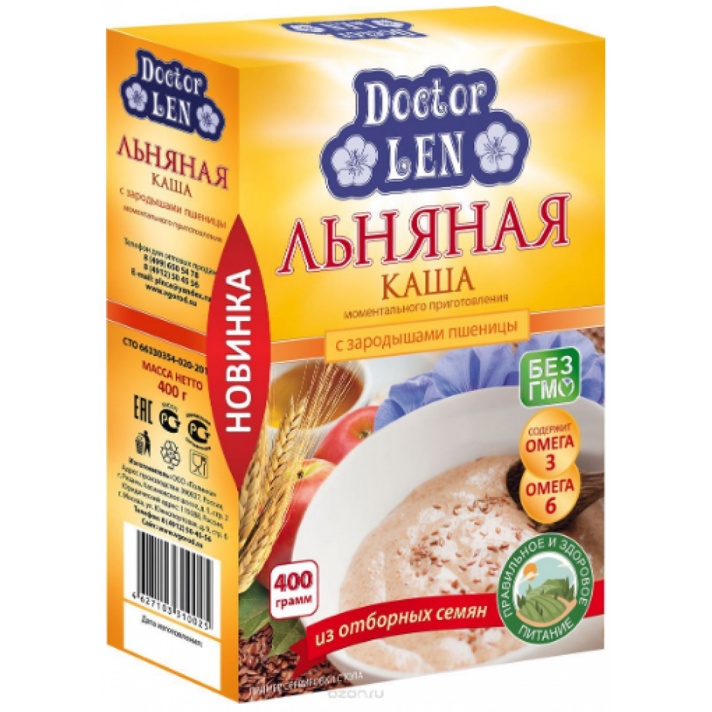 Каша льняная с зародышами пшеницы Доктор лён 400 гр