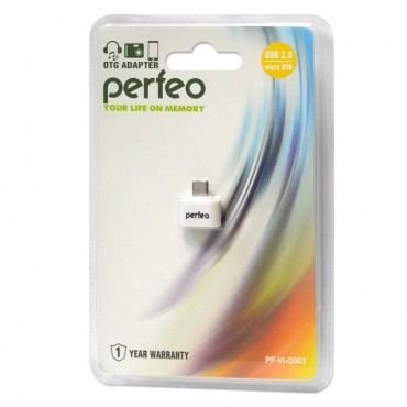 Переходник Perfeo USB (OTG) для Micro USB (под флэшку) (PF-VI-O003) белый