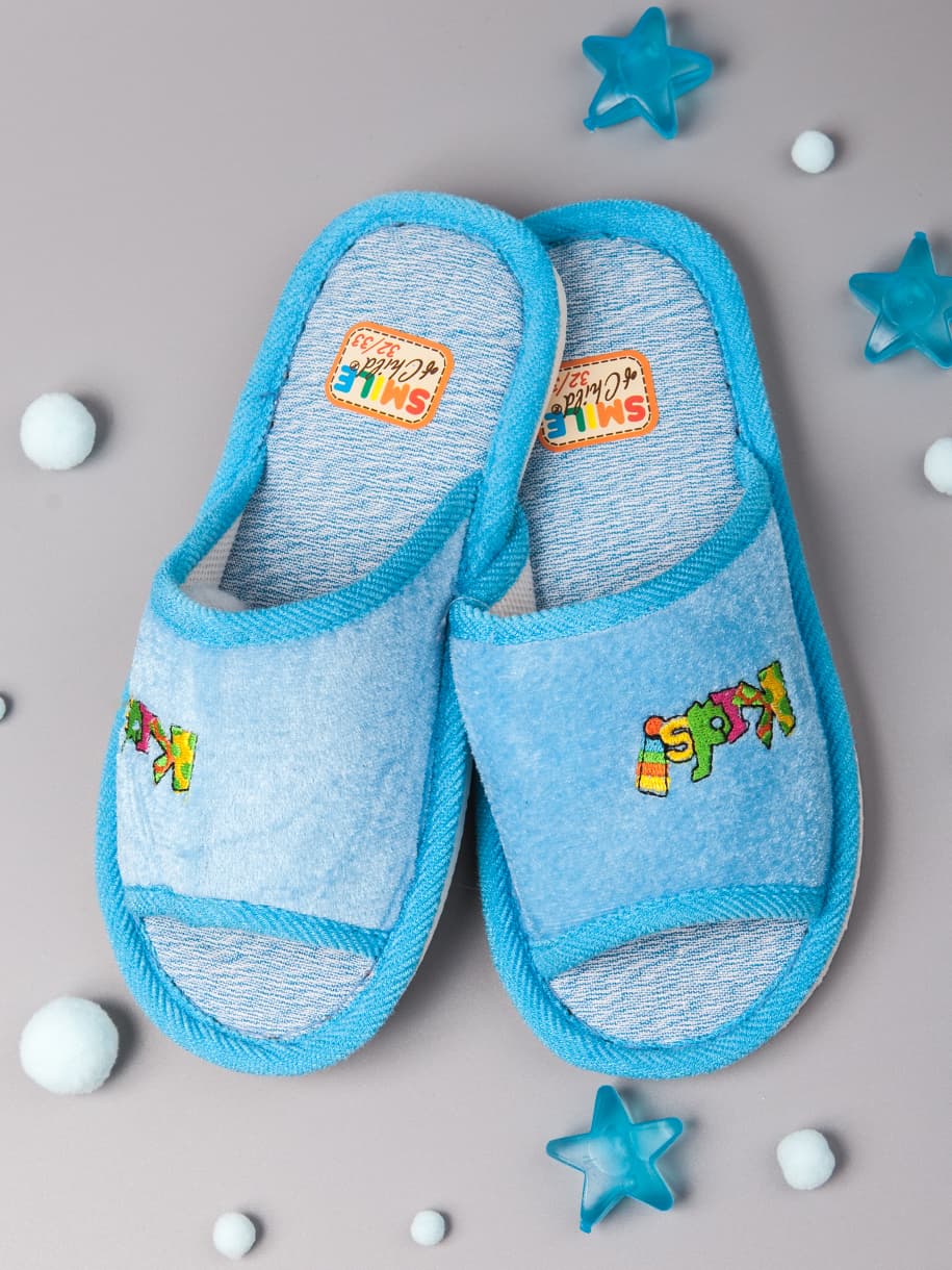 Тапочки комнатные детские открытые, kids, голубой