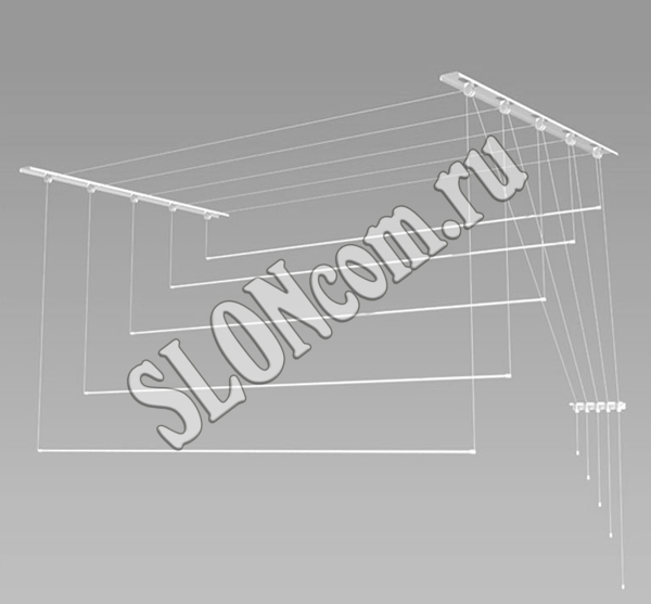 Сушилка для белья 1,3м (5 стержней) Лиана потолочная. sloncom