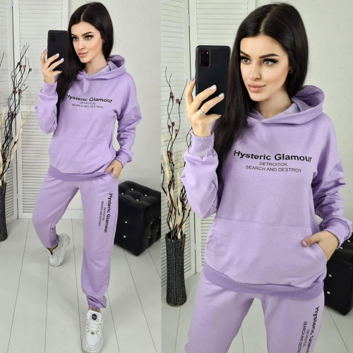 Женский Спортивный костюм 8008 Надпись Гламур Сиреневый. Fashion-Angelo