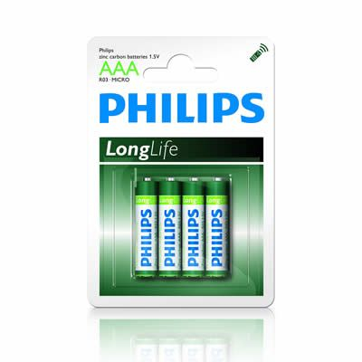 Батарейка 1.5V AAA (Пальчиковая маленькая) Philips R 03 Long Life