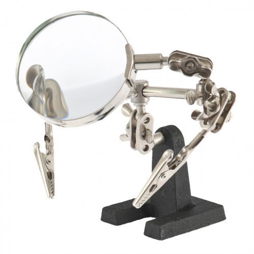 Зажим для пайки Третья рука с лупой// Sparta