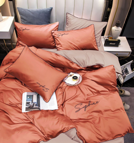 КПБ Mency однотонный с вышивкой MENO032 Семейный