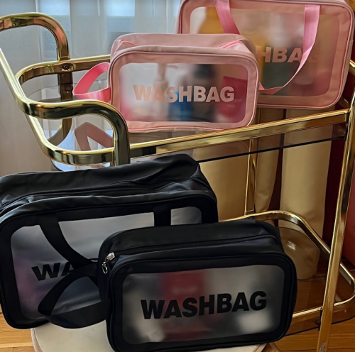 Дорожная прозрачная сумка WASH BAG, косметичка, непромокаемая, РОЗОВАЯ ...