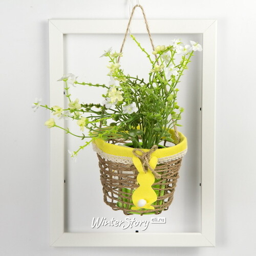Декоративная корзинка Easter Bunny 12 см желтая (Kaemingk)