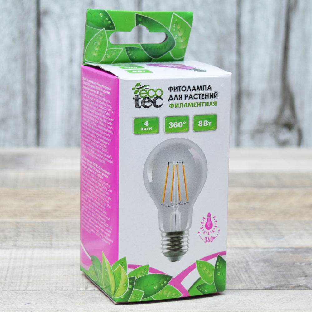 Фитолампа для растений филаментная 360° А60 8Вт
