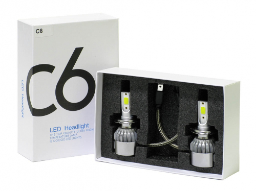 Лампа диод H 7 COB 5000К 18W 12-32V (к-т/2шт) радиатор охлаждения