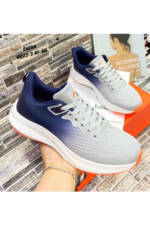 Мужские кроссовки 9072-3 серо-синие