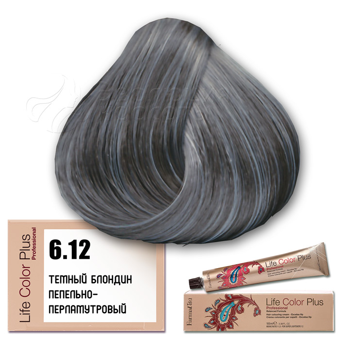 LIFE COLOR PLUS 6.12 Темн.блондин пепельно-перламутровый. FarmaVita