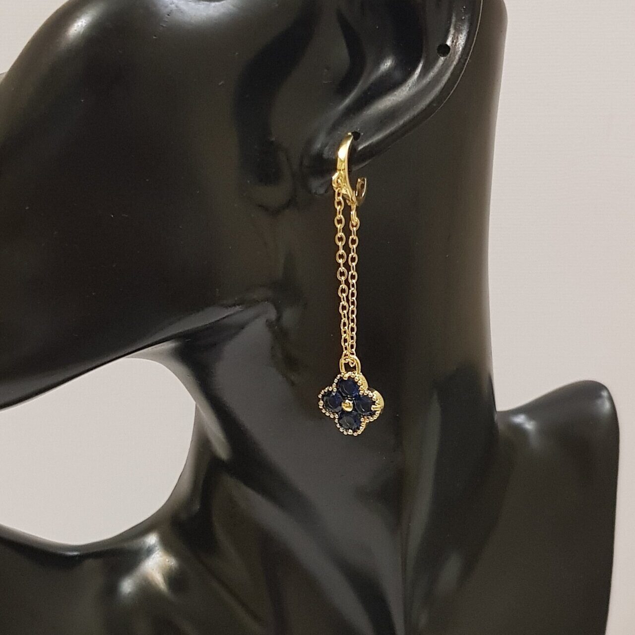 Серьги с цепочками, золотой цвет металла, чёрные камни, 551009, арт.606 ...