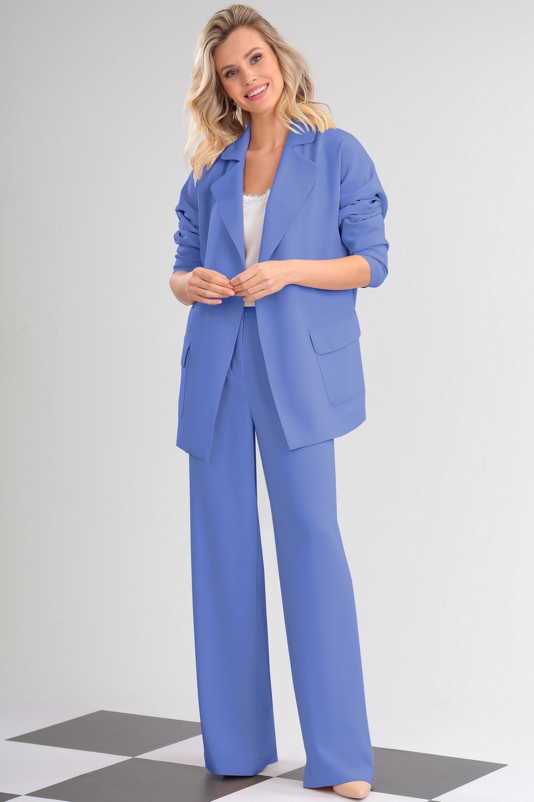 Брюки, жакет, майка 32009 голубая-полоска. LeNata