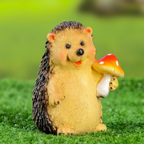 Садовая фигура Ежик с мухомором 9x8,5x11см