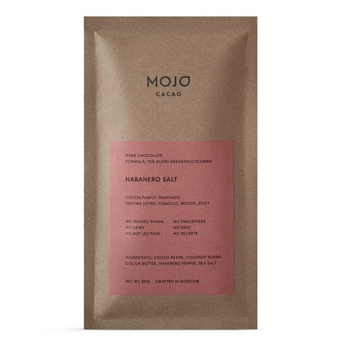 Шоколад горький С перцем Habanero и морской солью, 70% какао. Mojo Cacao