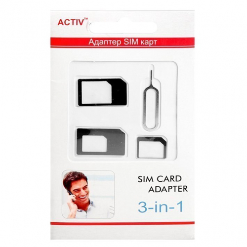 Адаптер для SIM-карты Activ 3 в 1 (nano/micro/mini) (black). sibaks