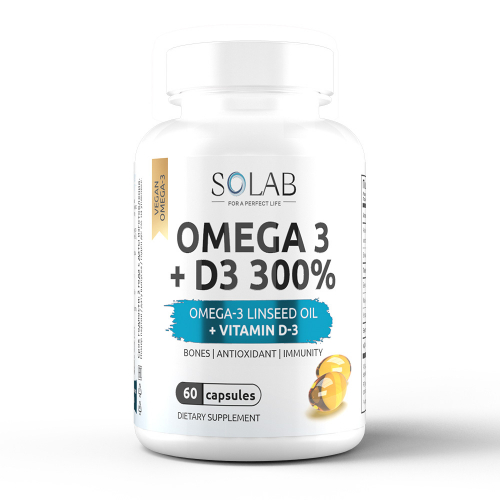 SOLAB / БАД / Омега-3 Д3, 300%, МЖК, овал 10 60 капсул