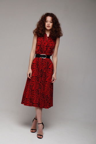 9223 Платье, как из к/ф Красотка, красно-чёрное (остаток: 42)