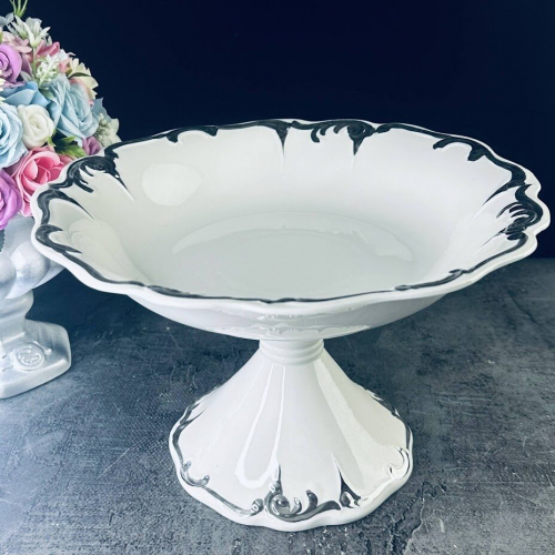 Фруктовница 27см на ножке Argento в под уп х4 Фарфор Lenardi