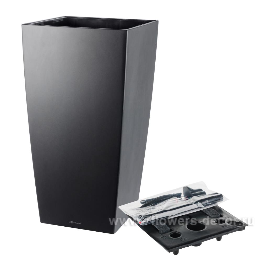 Кашпо (пластик) Lechuza Cubico Complete (anthracite), 50x50xH95см