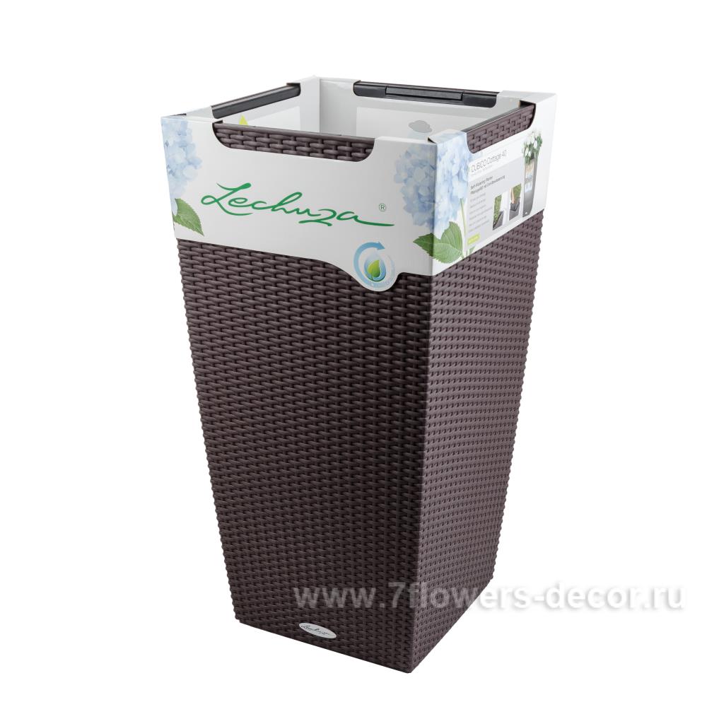 Кашпо (пластик) Lechuza Cubico Cottage Complete (mocha), 40x40xH75см