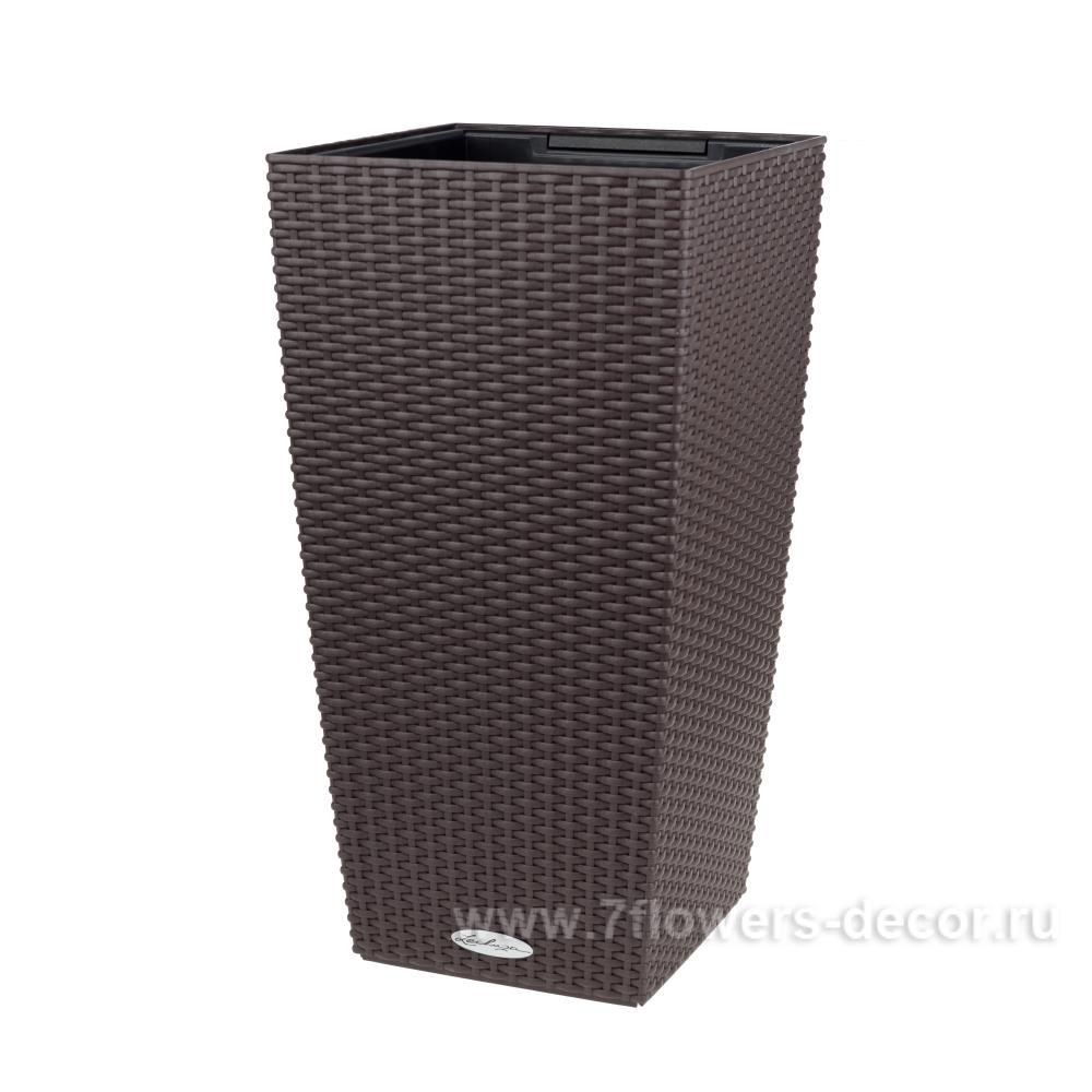 Кашпо (пластик) Lechuza Cubico Cottage Complete (mocha), 30x30xH56см